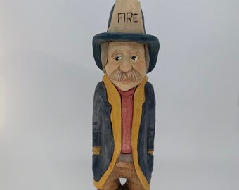 Wood Carved Fireman - Etsy