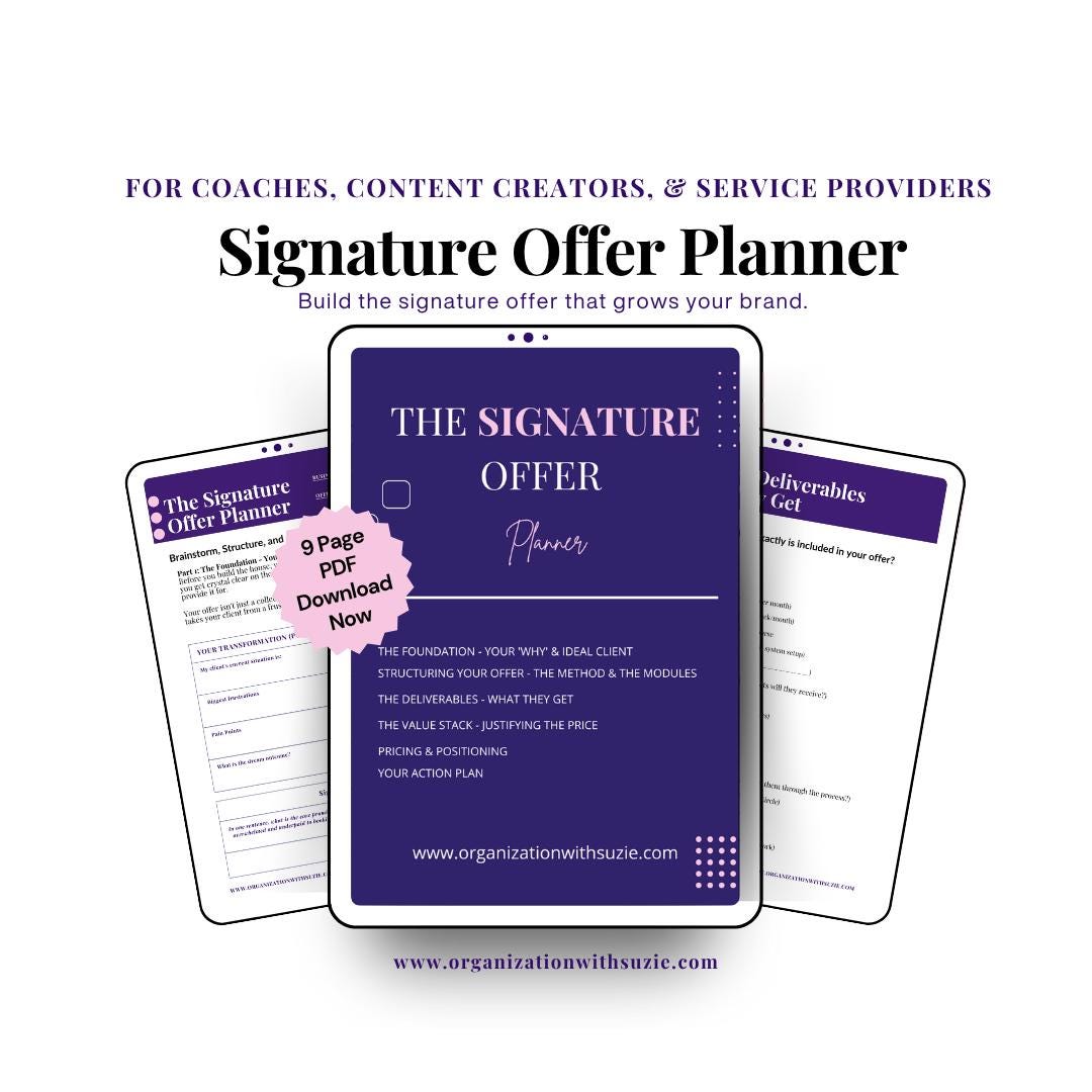 Signature Offer Planner: Business Coaching Workbook (PDF Download ...