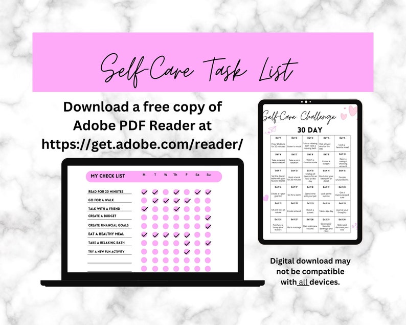 Self-care Task List Printable Letter Size A4 A5 - Etsy