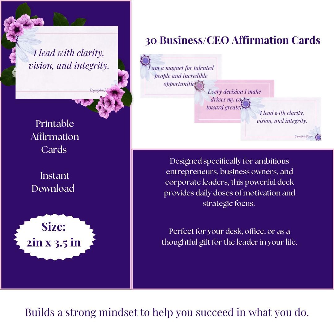 CEO Affirmation Cards for Entrepreneurs & Leaders | Daily Motivation ...