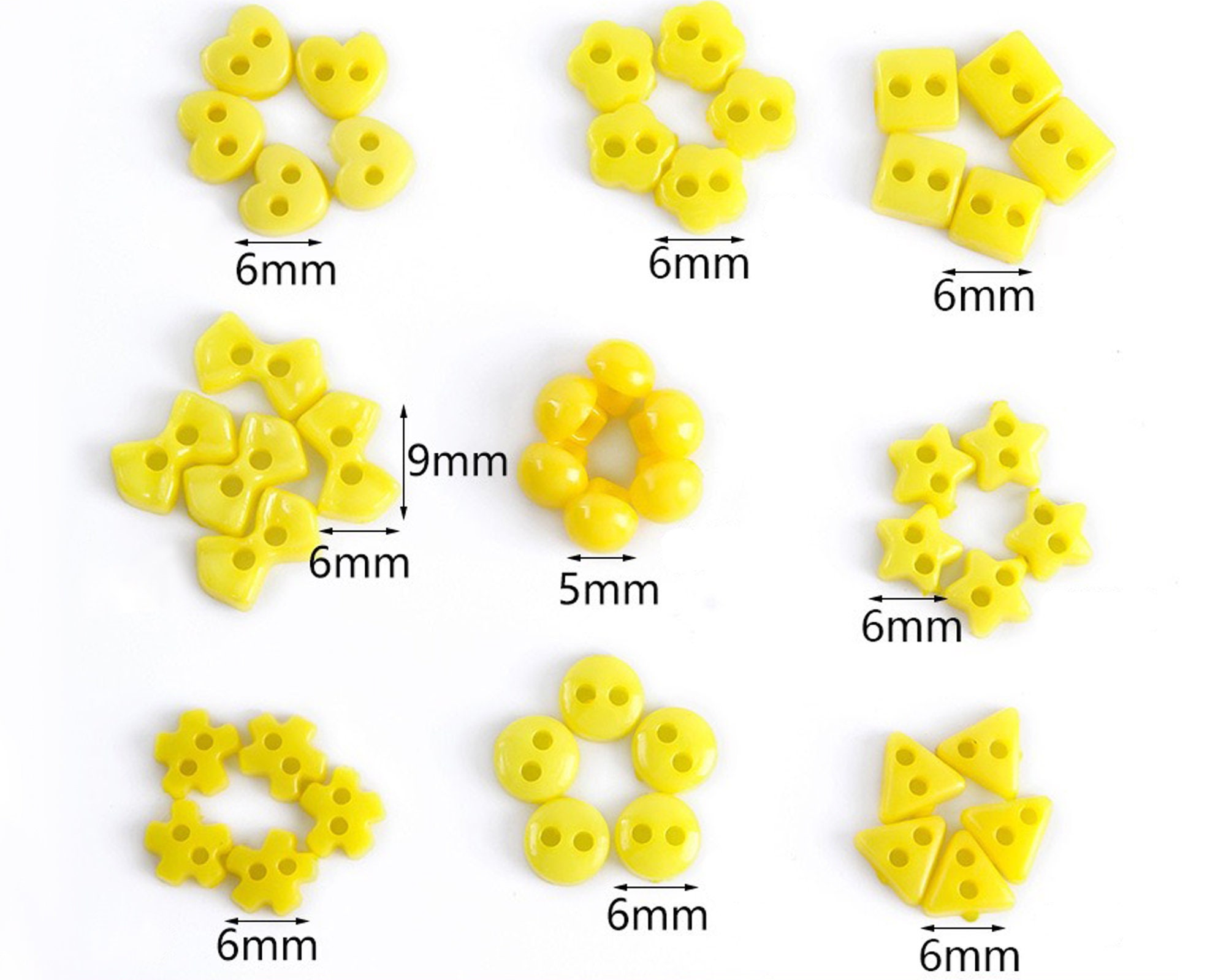 6mm Micro Mini Button-geometric Button-super Tiny Yellow Plastic Button ...