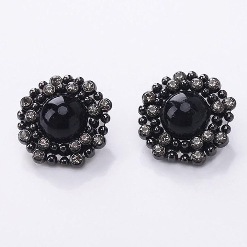 Black Rhinestone Buttons - Etsy