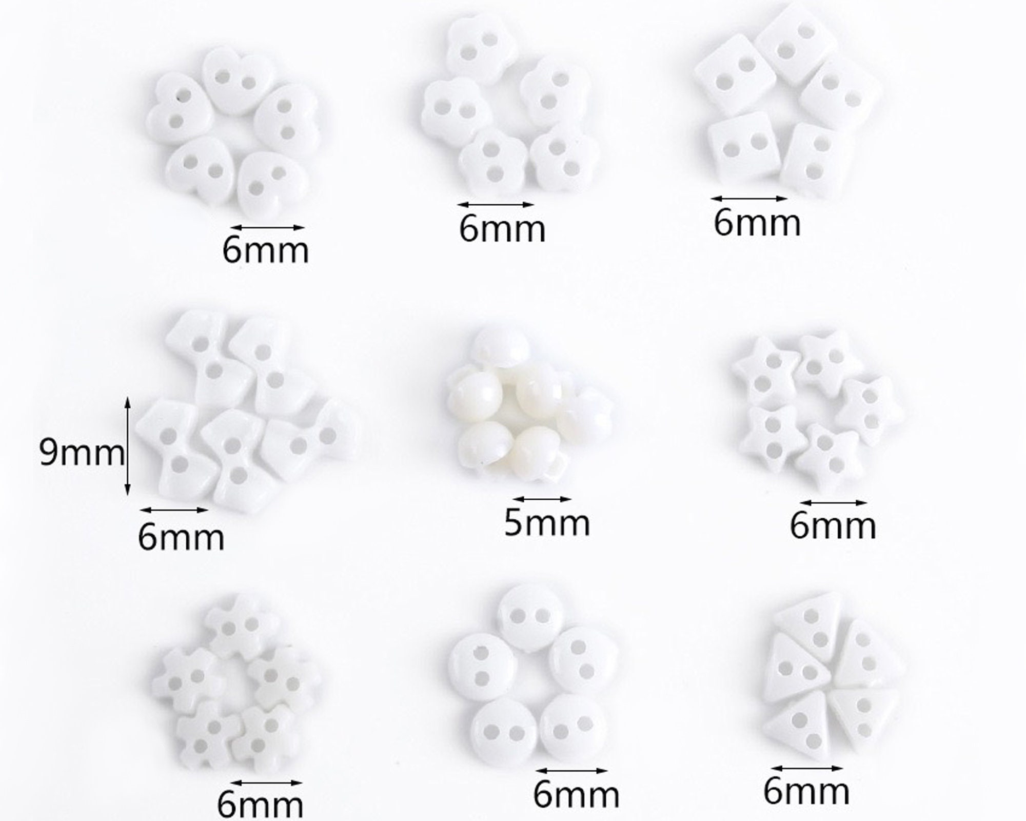 6mm Micro Mini Button-geometric Buttons-super Tiny White Plastic Button ...