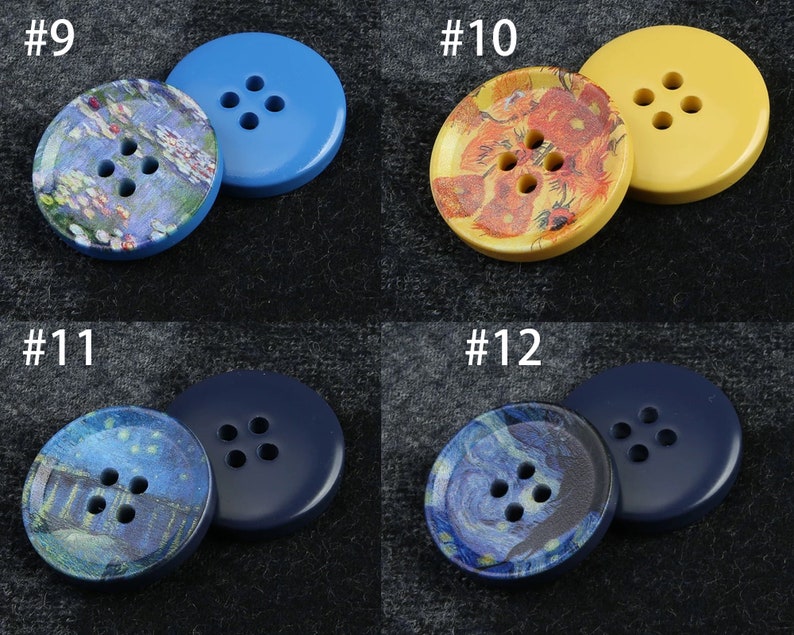5pcs Oil Painting Button，colorful Buttons-plastic Assorted Round ...