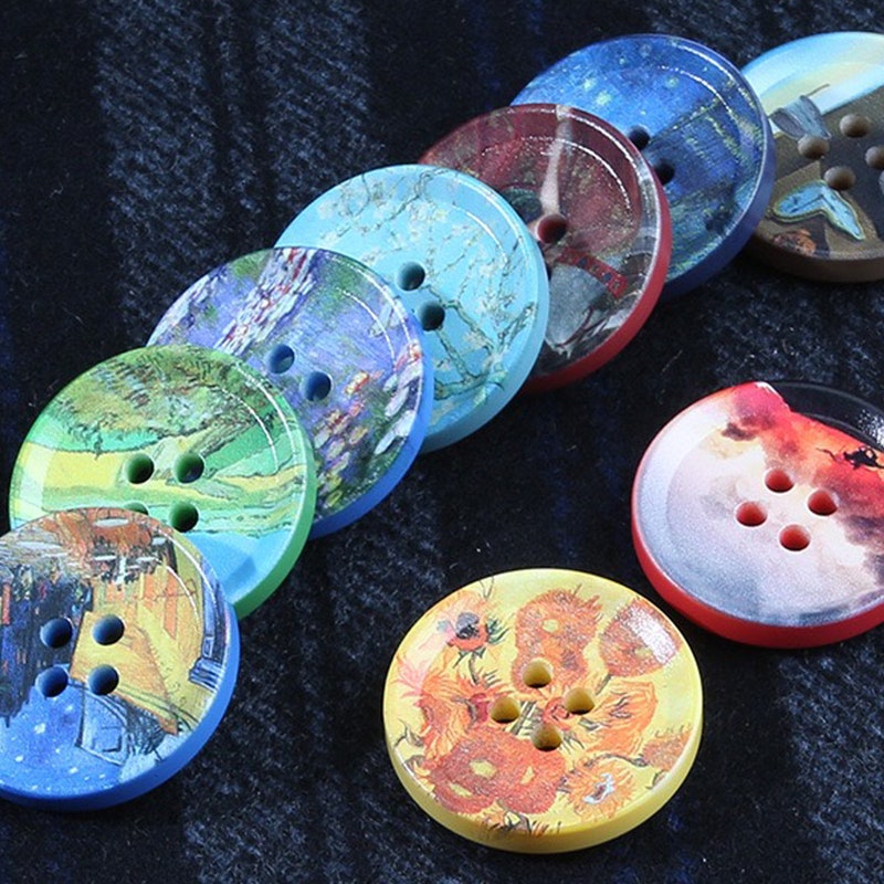 Painted Wood Buttons - Etsy