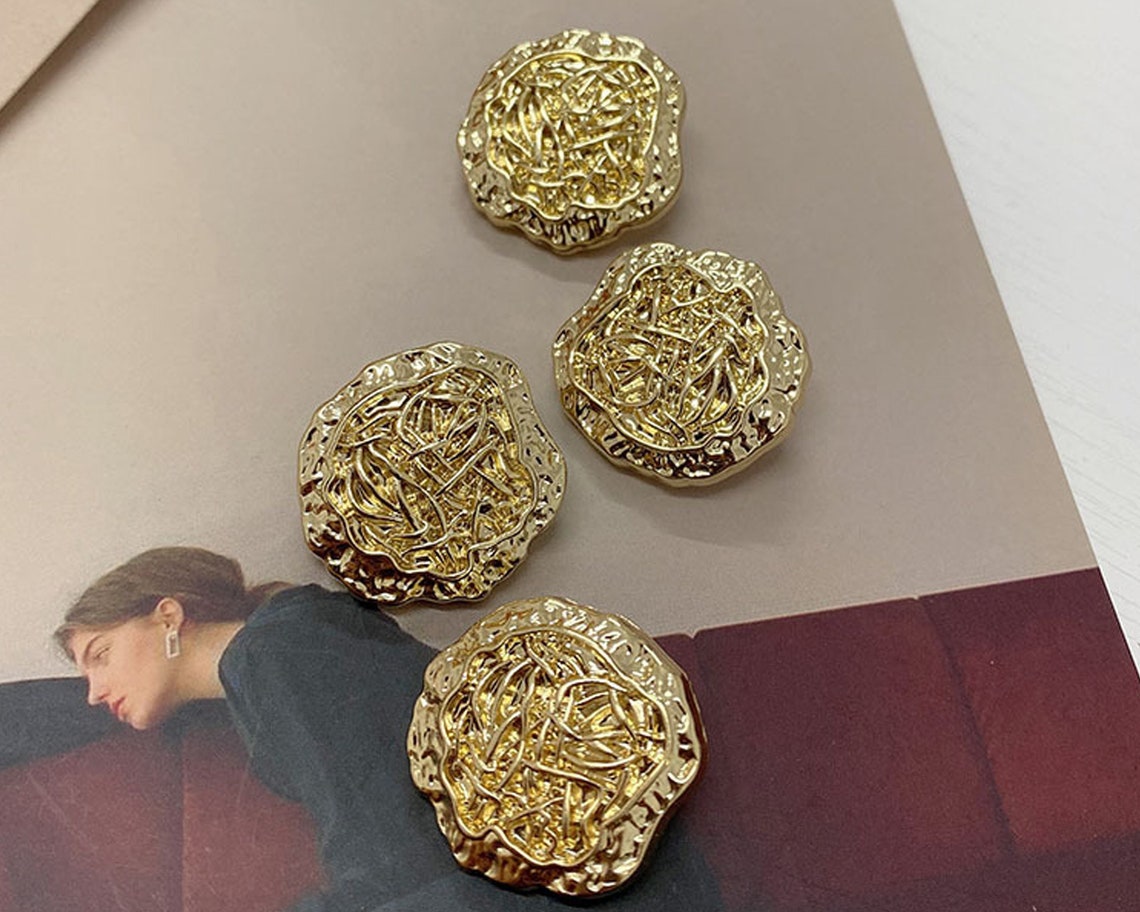 5PC Texture Buttons，gold Buttons，fashion Coat Button， Decorative ...