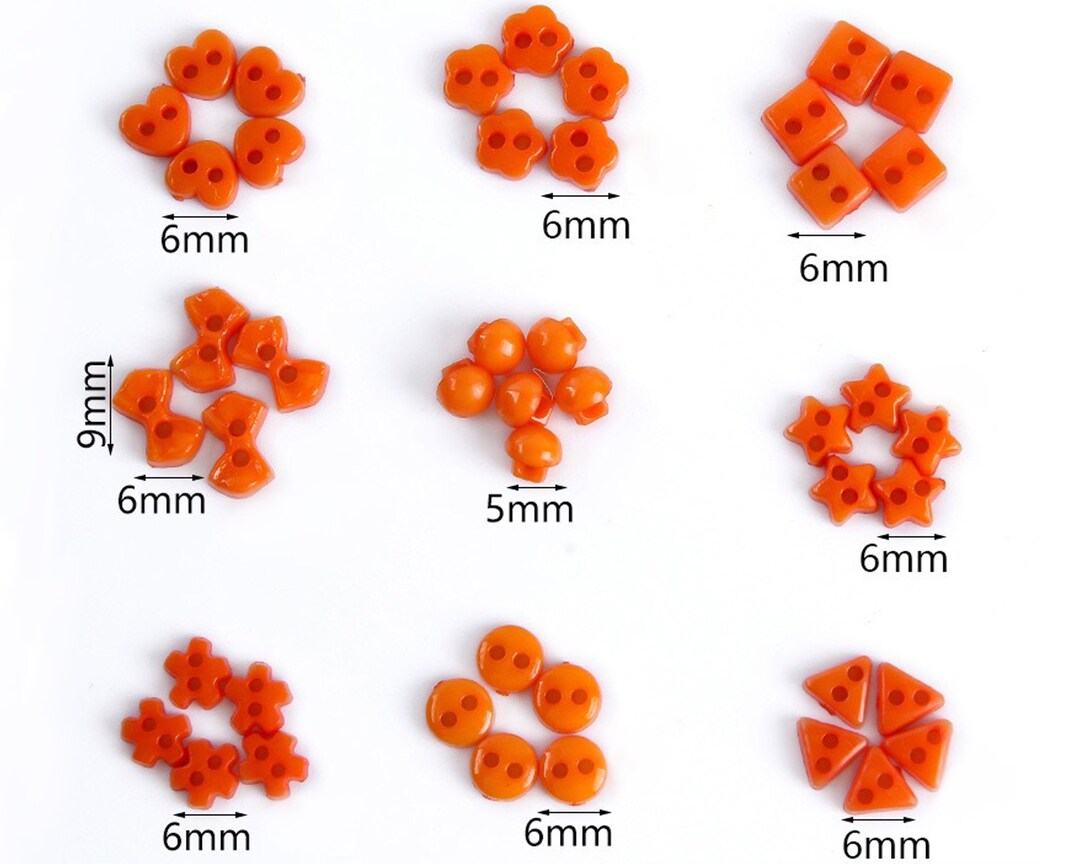 6mm Micro Mini Button-geometric Button-super Tiny Orange Plastic Button ...
