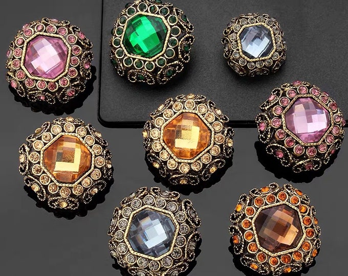 25 Colors Crystal Button Covers, Faux Cuff Links, Silver or Gold Finish ...