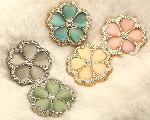5pcs Flower Inlaid Diamond Metal Buttons Rhinestone Buttons - Etsy