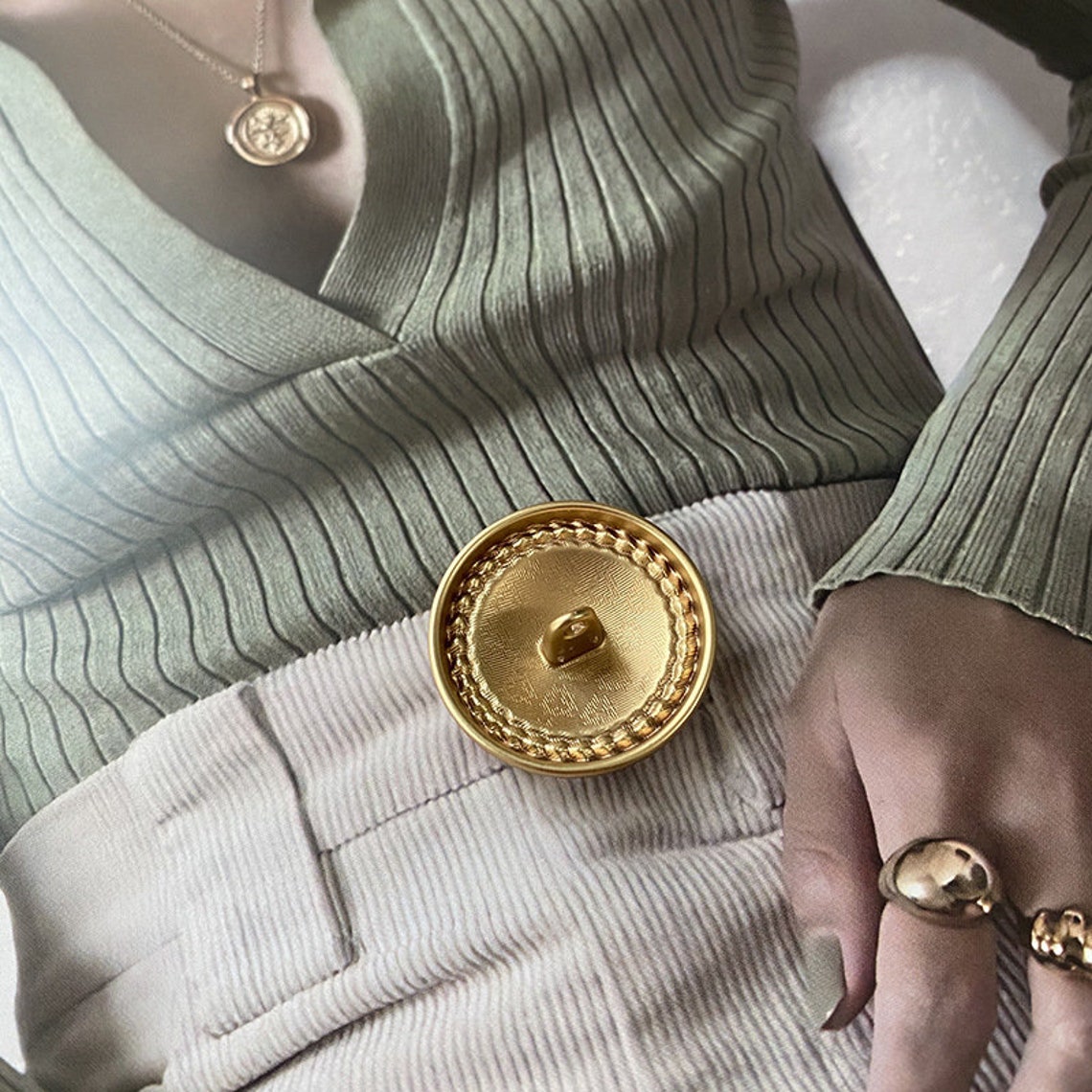 5PC Texture Button，25mm Gold Button，fashion Coat Buttons， Decorative ...