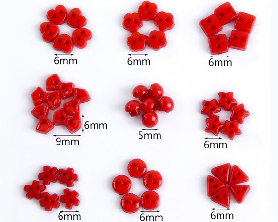 6mm Micro Mini Buttons-geometric Buttons-super Tiny Red - Etsy