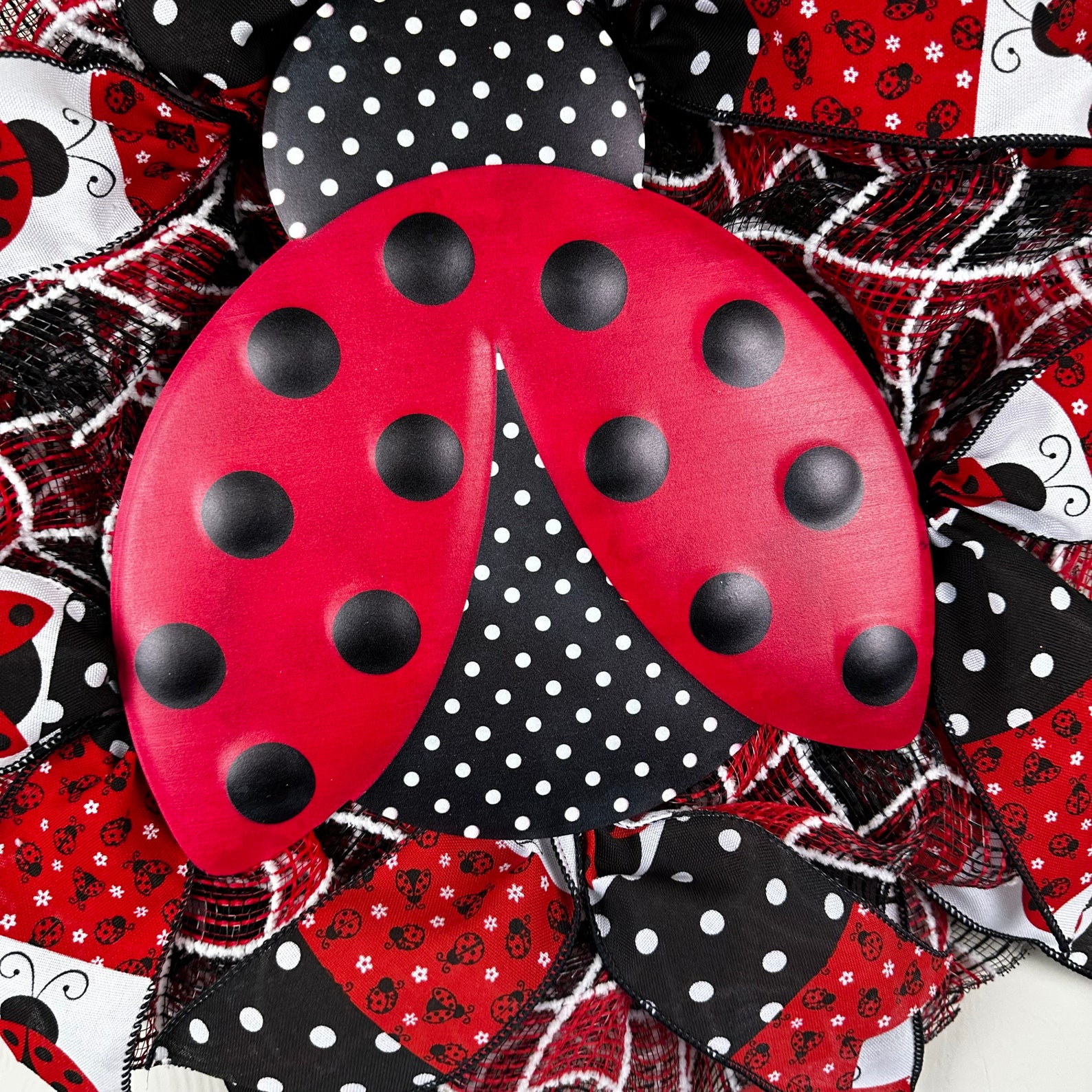 Ladybug Wreath for Door, Flat Storm Door Wreath, Thin Pancake Wreath ...