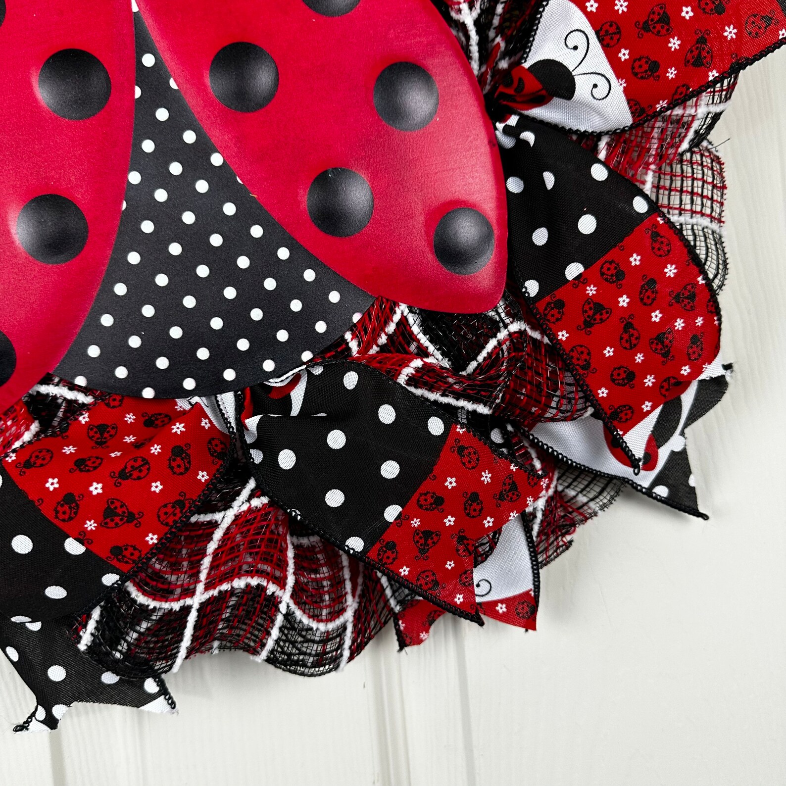 Ladybug Wreath for Door, Flat Storm Door Wreath, Thin Pancake Wreath ...