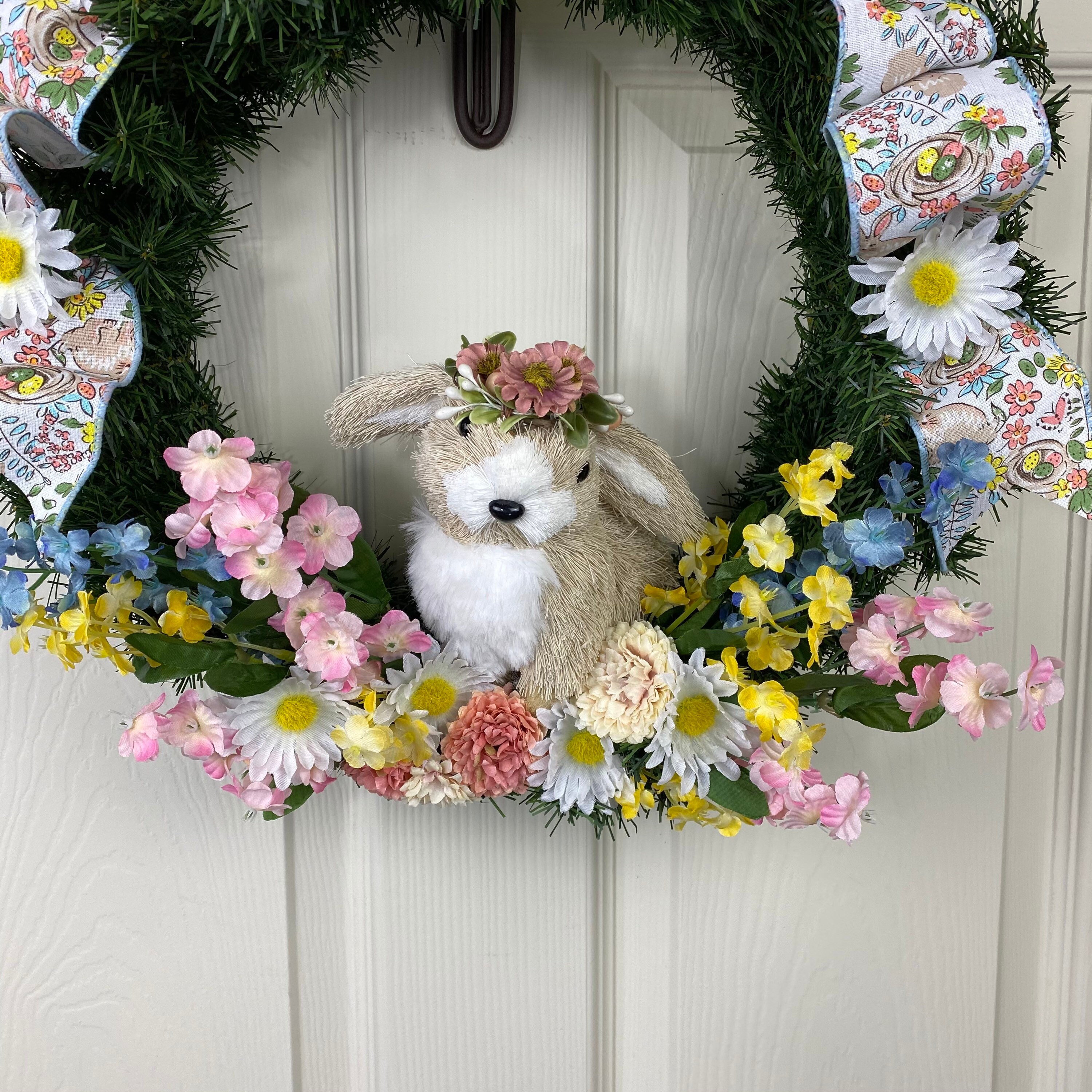 Bunny Wreath for Front Door Rabbit Wall Hanger Rustic - Etsy