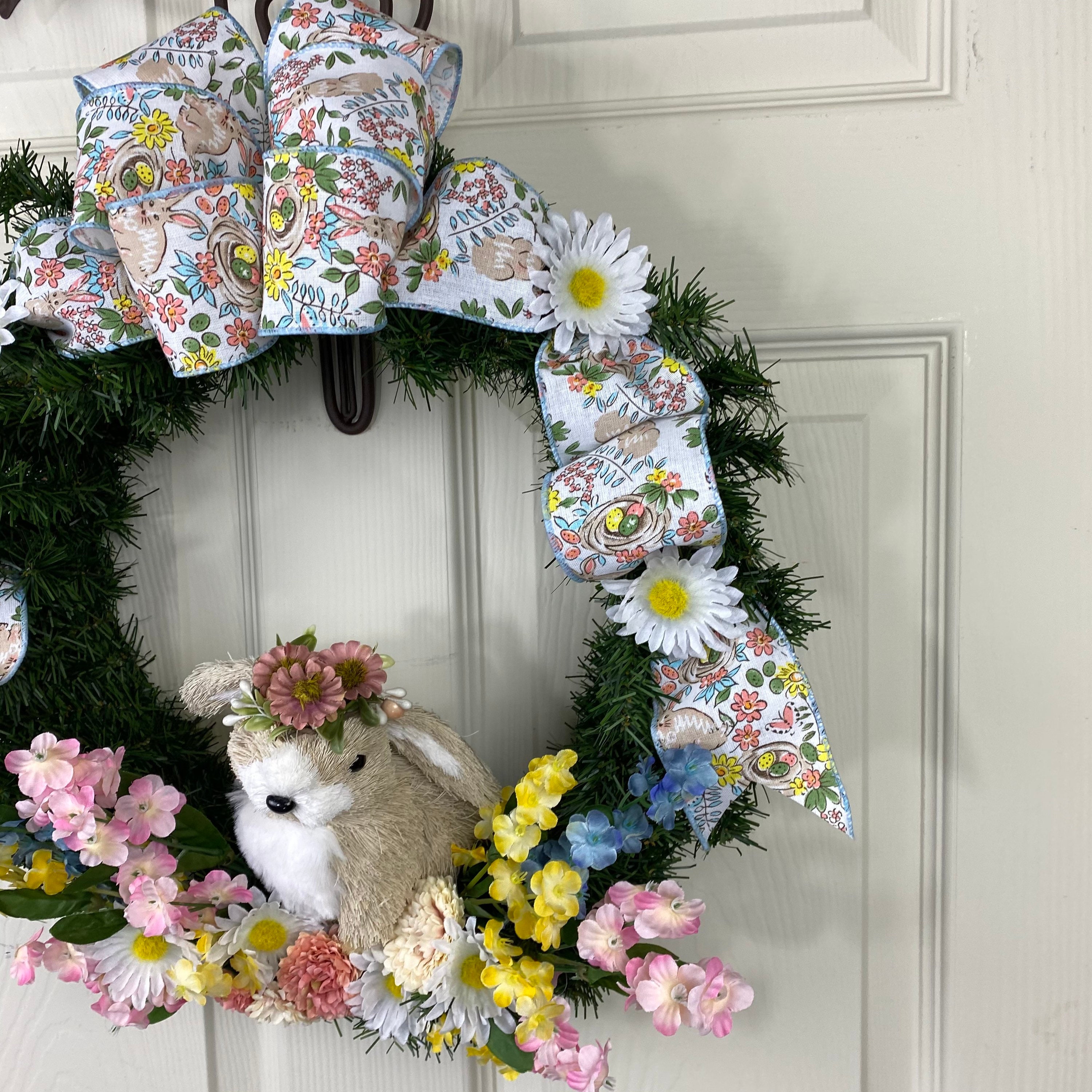 Bunny Wreath for Front Door Rabbit Wall Hanger Rustic - Etsy