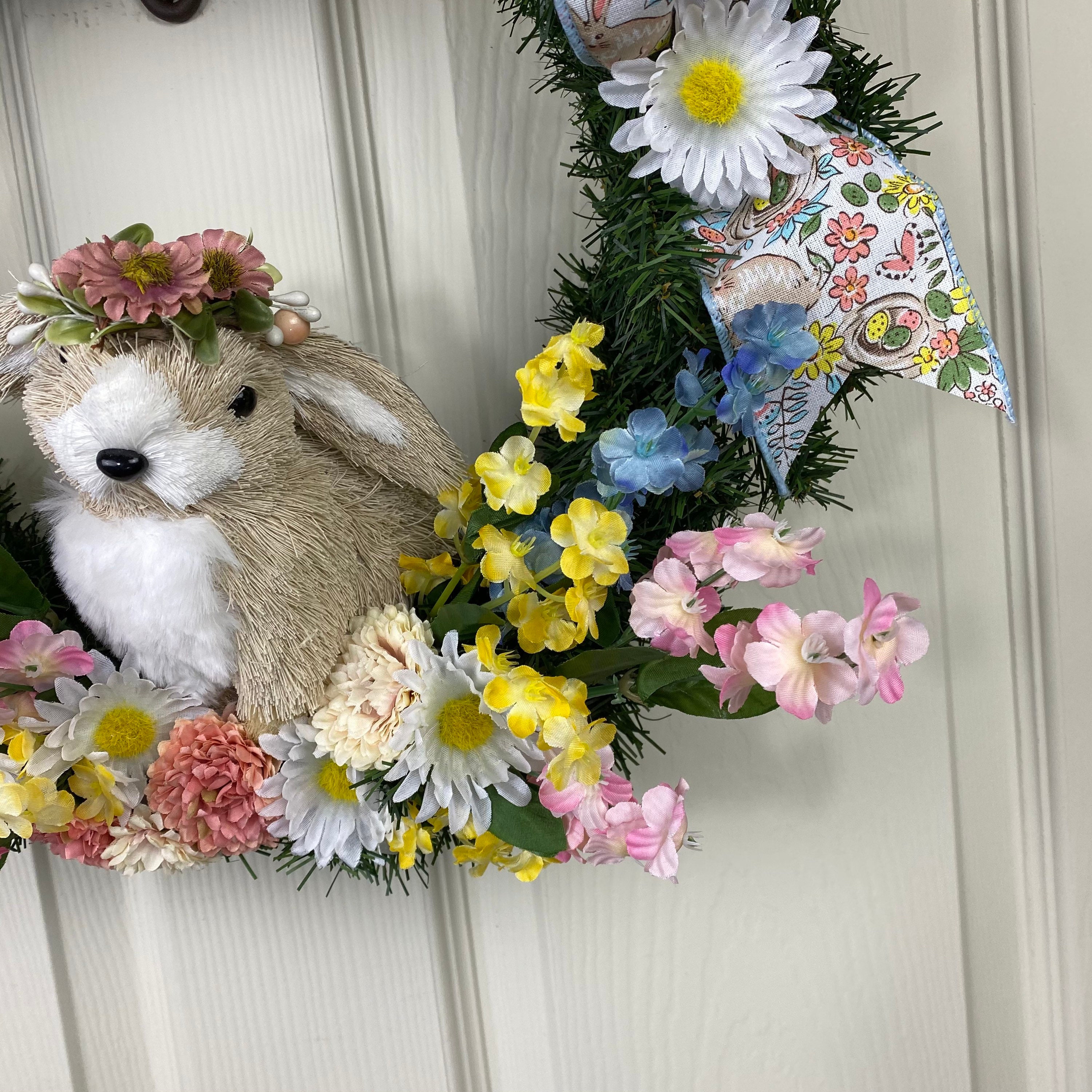 Bunny Wreath for Front Door Rabbit Wall Hanger Rustic - Etsy