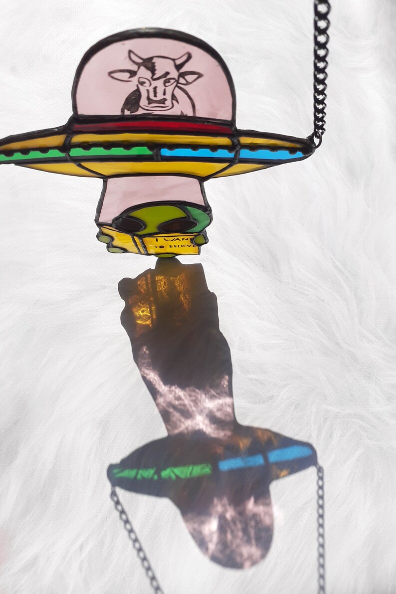 Ufo Stained Glass Stained Glass Window Hangings Ufo Etsy