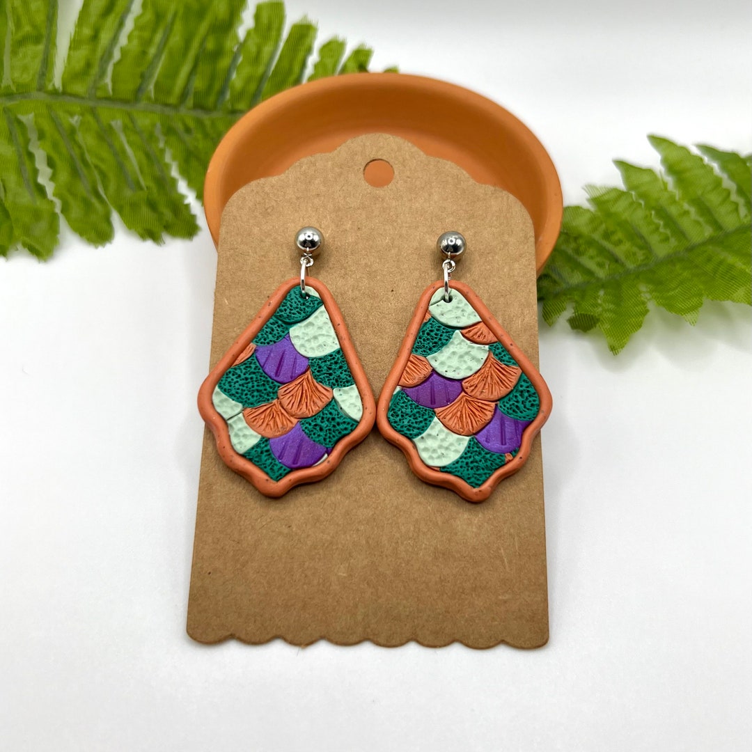 Mermaid Tale Drop Dangle Under the Sea Fish Scale Earrings Unique Ocean ...