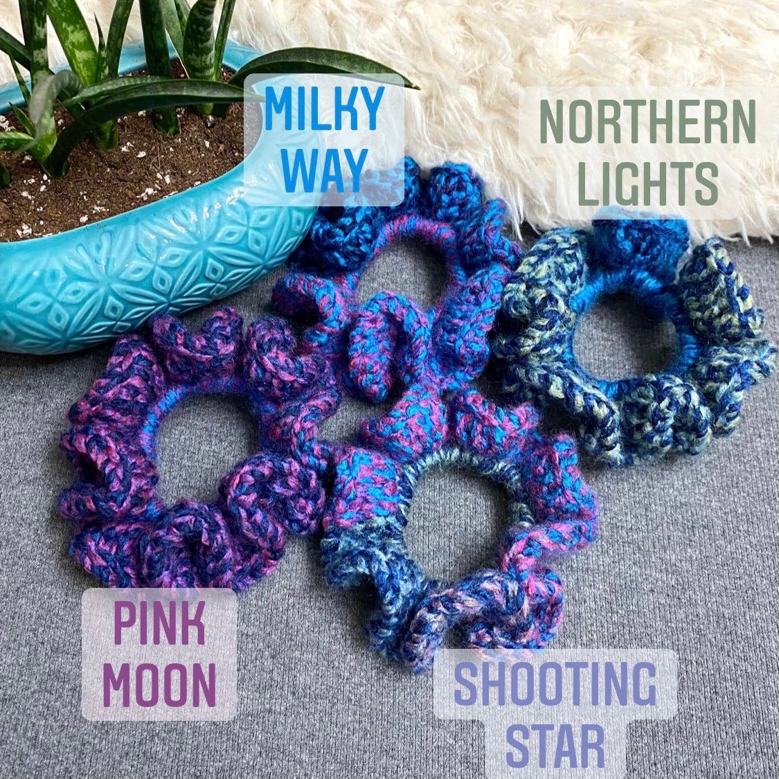 Galaxy Scrunchies Crochet Scrunchies Hair Accessories - Etsy UK