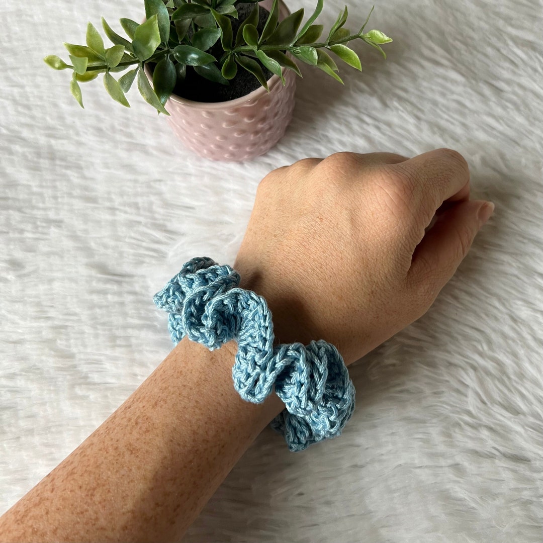 Baby Blue Crochet Scrunchie Cute Hair Tie Handmade Hair - Etsy