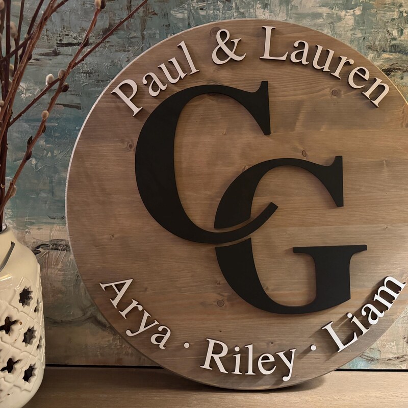 Family Monogram Sign - Etsy