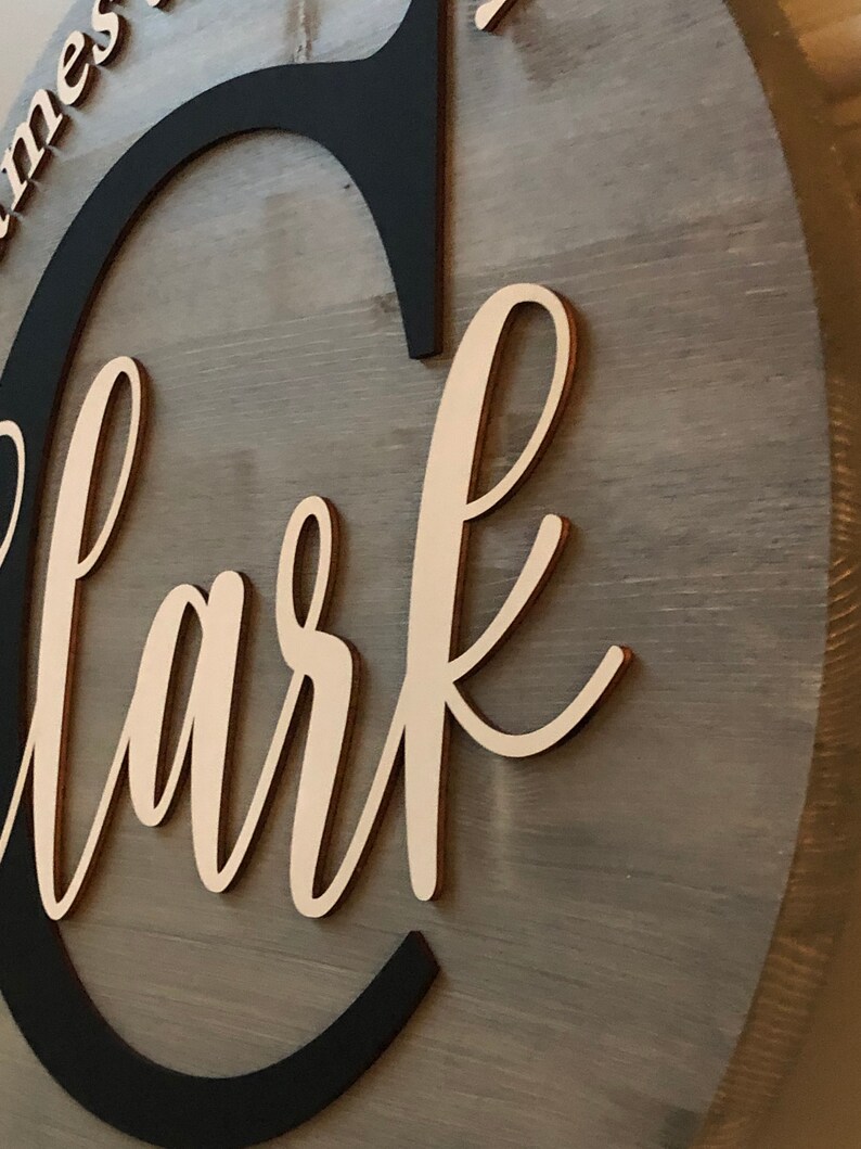 Last Name Monogram Sign Family Name Sign Wedding Gift - Etsy