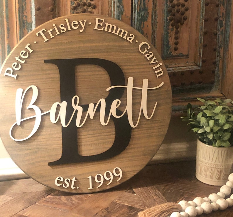 Last Name Monogram Sign Family Name Sign Wedding Gift - Etsy