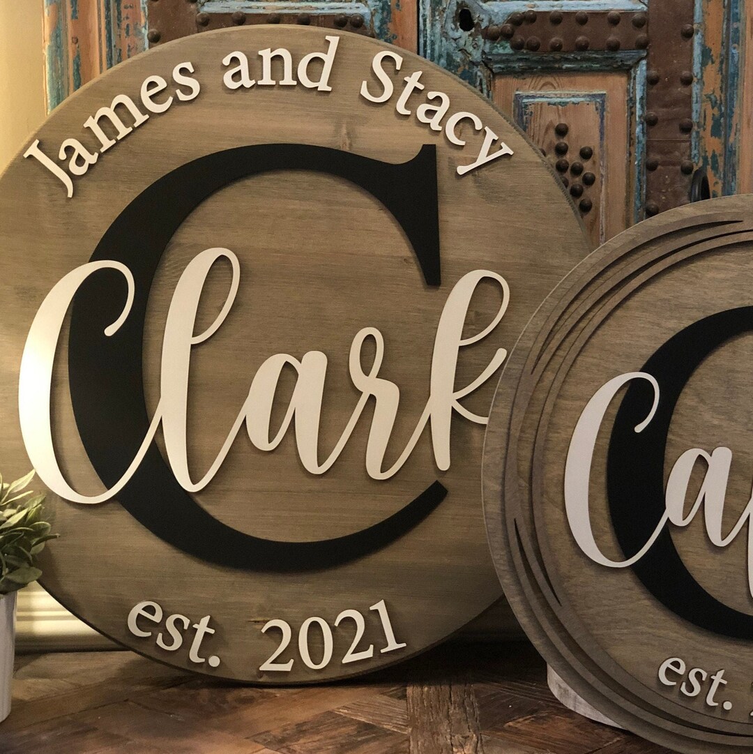 Last Name Monogram Sign, Family Name Sign, Wedding Gift, Anniversary ...