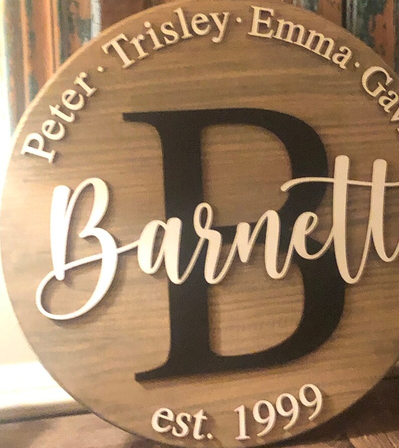 Last Name Monogram Sign Family Name Sign Wedding Gift - Etsy