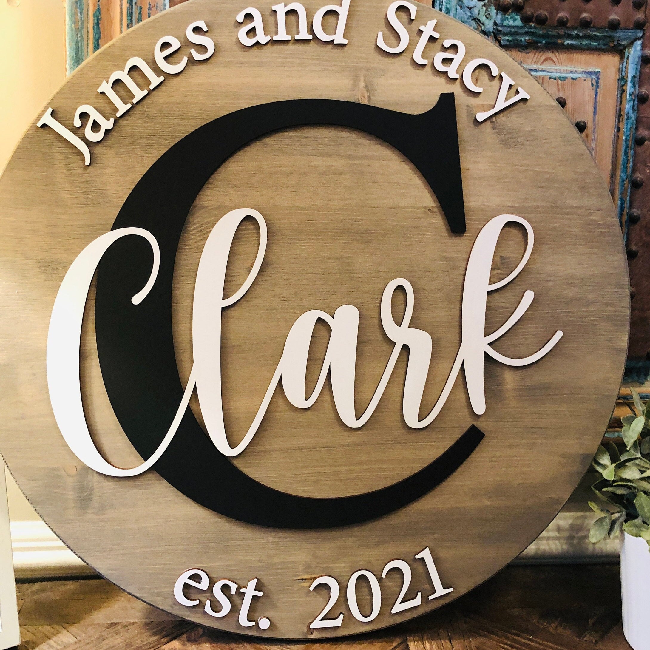 Last Name Monogram Sign, Family Name Sign, Wedding Gift, Anniversary ...
