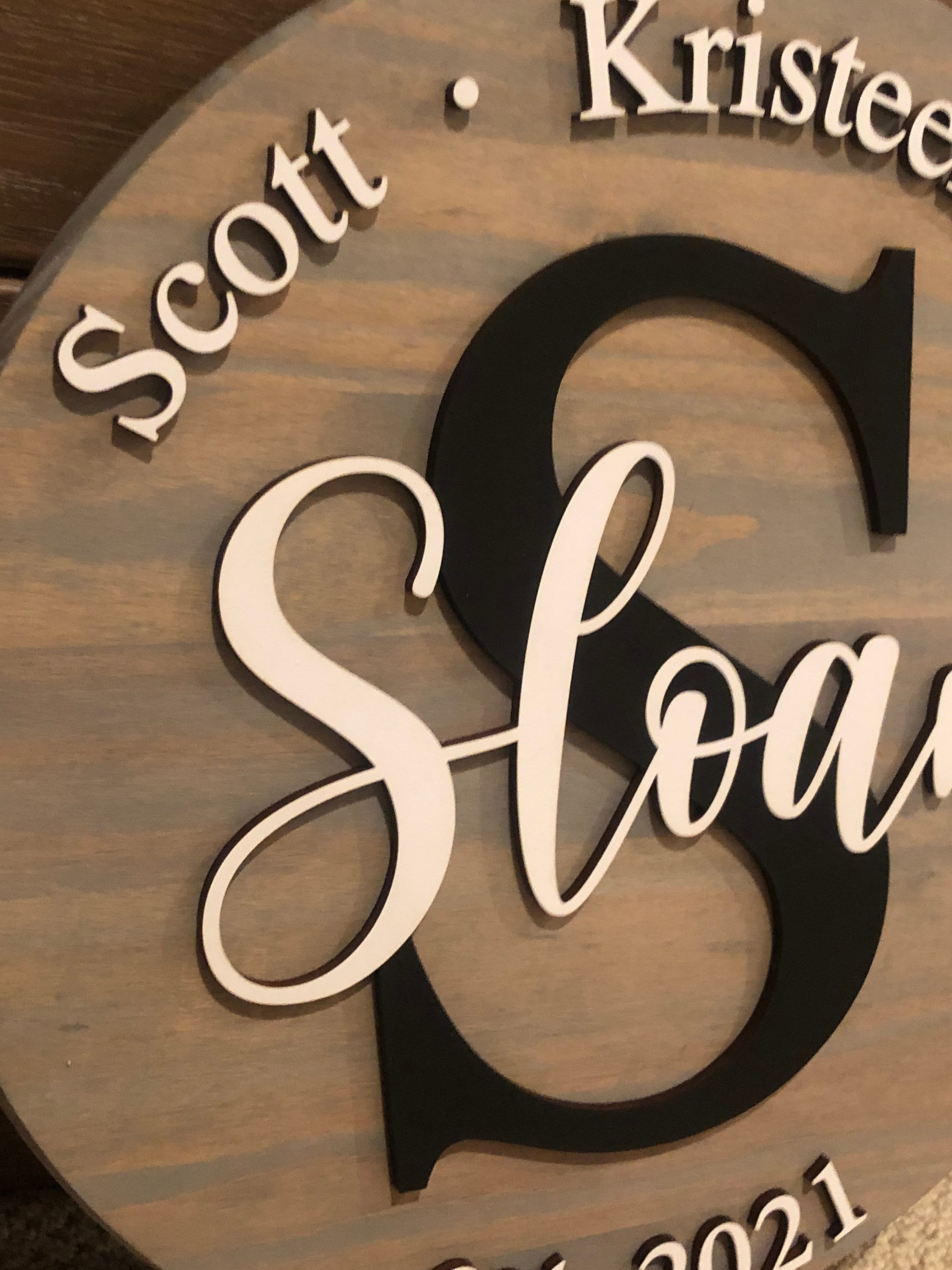 Last Name Monogram Sign Family Name Sign Wedding Gift - Etsy