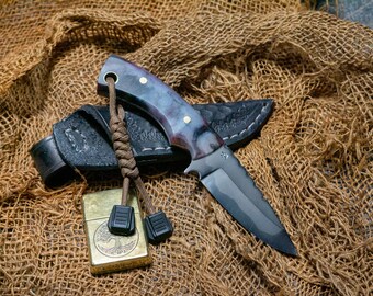Hunting/edc Knife, Hamon Line, With Sheath - Etsy