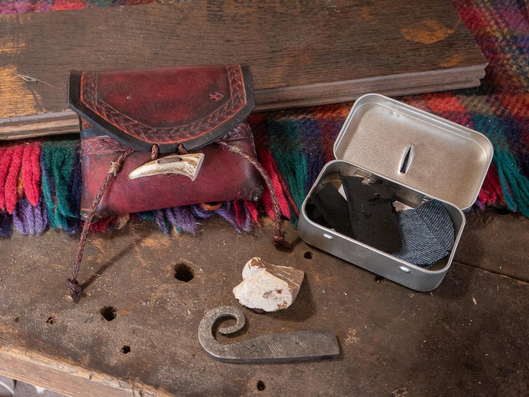 Hand Forged Flint and Steel Kit With Handmade Pouch - Etsy