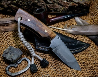 Hunting/edc Knife, Hamon Line, With Sheath - Etsy