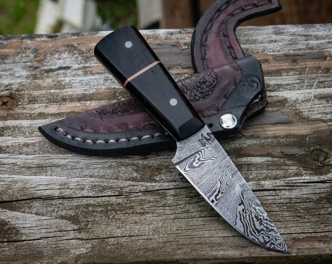 Hand Forged Damascus Boot Knife, With Sheath - Etsy