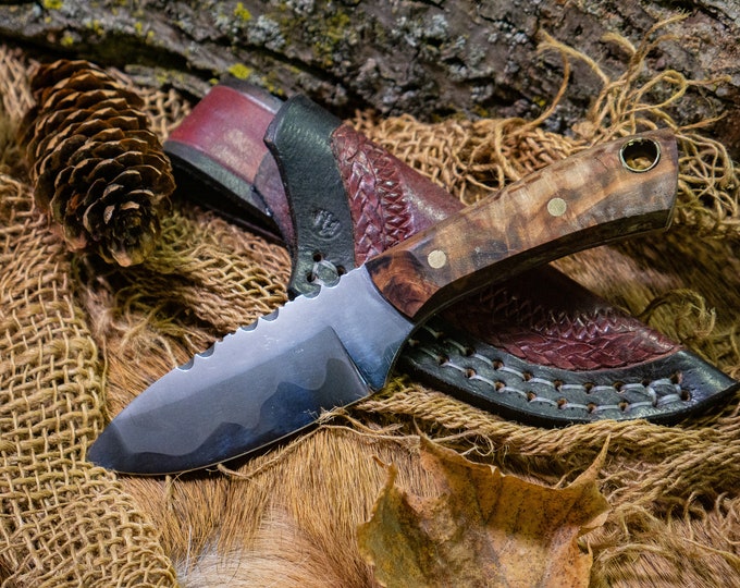 Hunting/edc Knife, Hamon Line, With Sheath - Etsy