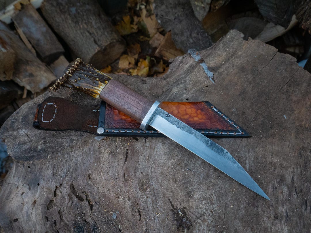 Hand Forged Viking Seax, Deer Antler and Walnut Handle - Etsy