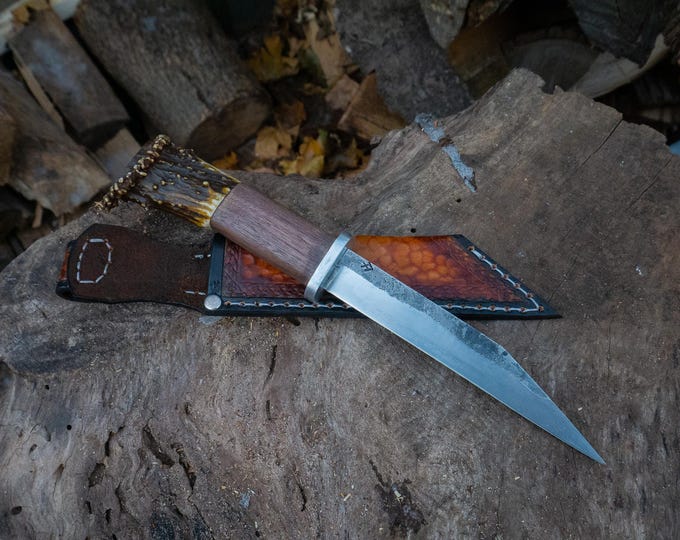 Hand Forged Viking Seax, Deer Antler and Walnut Handle - Etsy