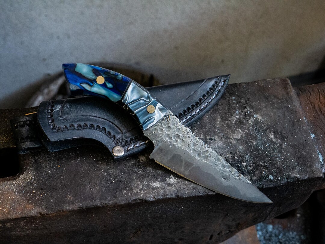Hand Forged EDC Knife With Hamon Line, Hammer Pattern Finish - Etsy