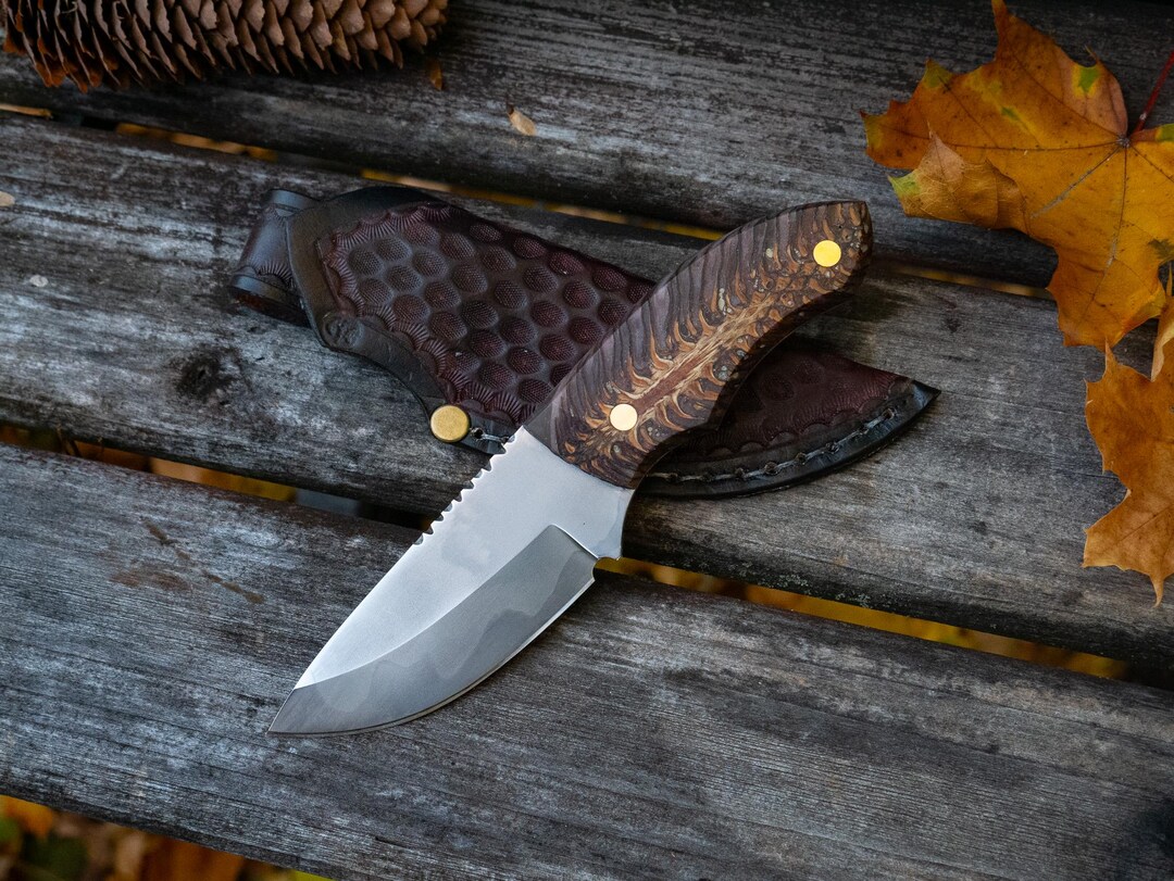 Hand Forged Camp Knife, With Hamon Line, Pinecone in Resin Handle - Etsy
