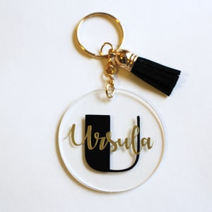 Clear Monogram Keychain gold Foil - Etsy