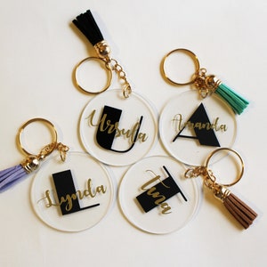Clear Monogram Keychain gold Foil - Etsy