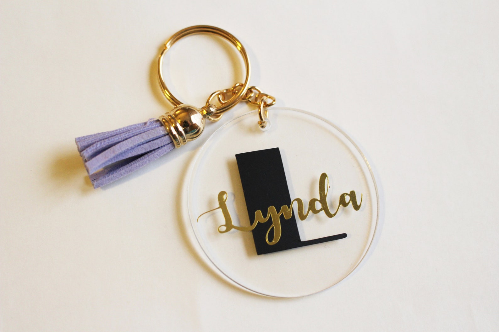 Clear Monogram Keychain gold Foil - Etsy