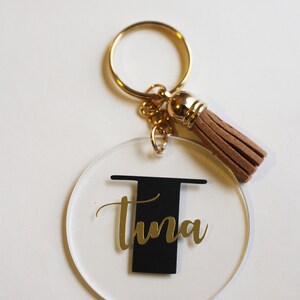 Clear Monogram Keychain gold Foil - Etsy