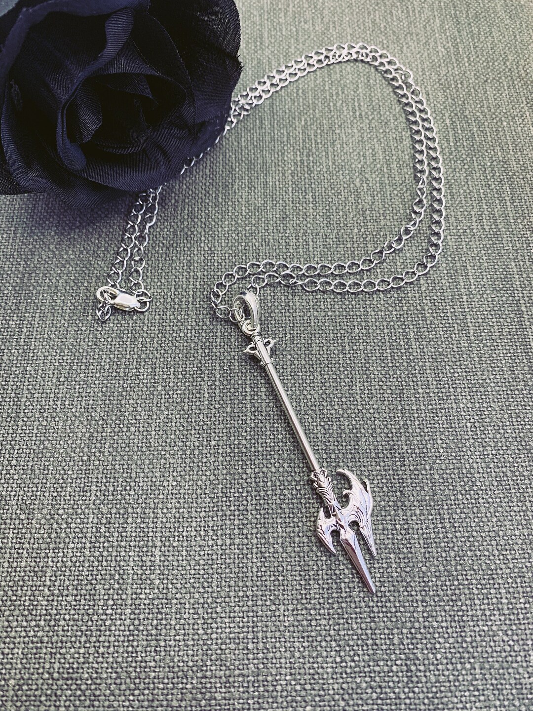 D&D CHARACTER HALBERD Necklace on Stainless Steel Chain, Gamer, Gothic ...