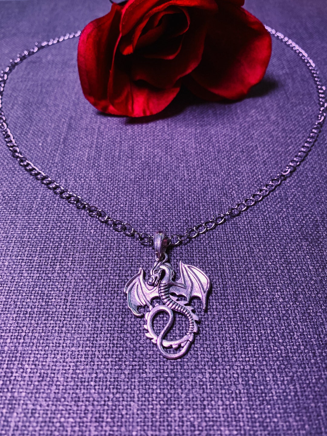 D&D MONSTER DRAGON Necklace on Stainless Steel Chain Gamer - Etsy