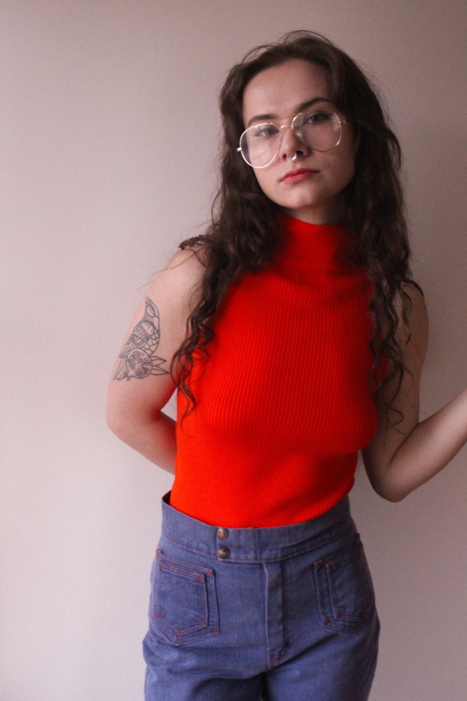 70s Vintage Bodysuit Turtleneck Dark Orange - Size XS/S - Etsy