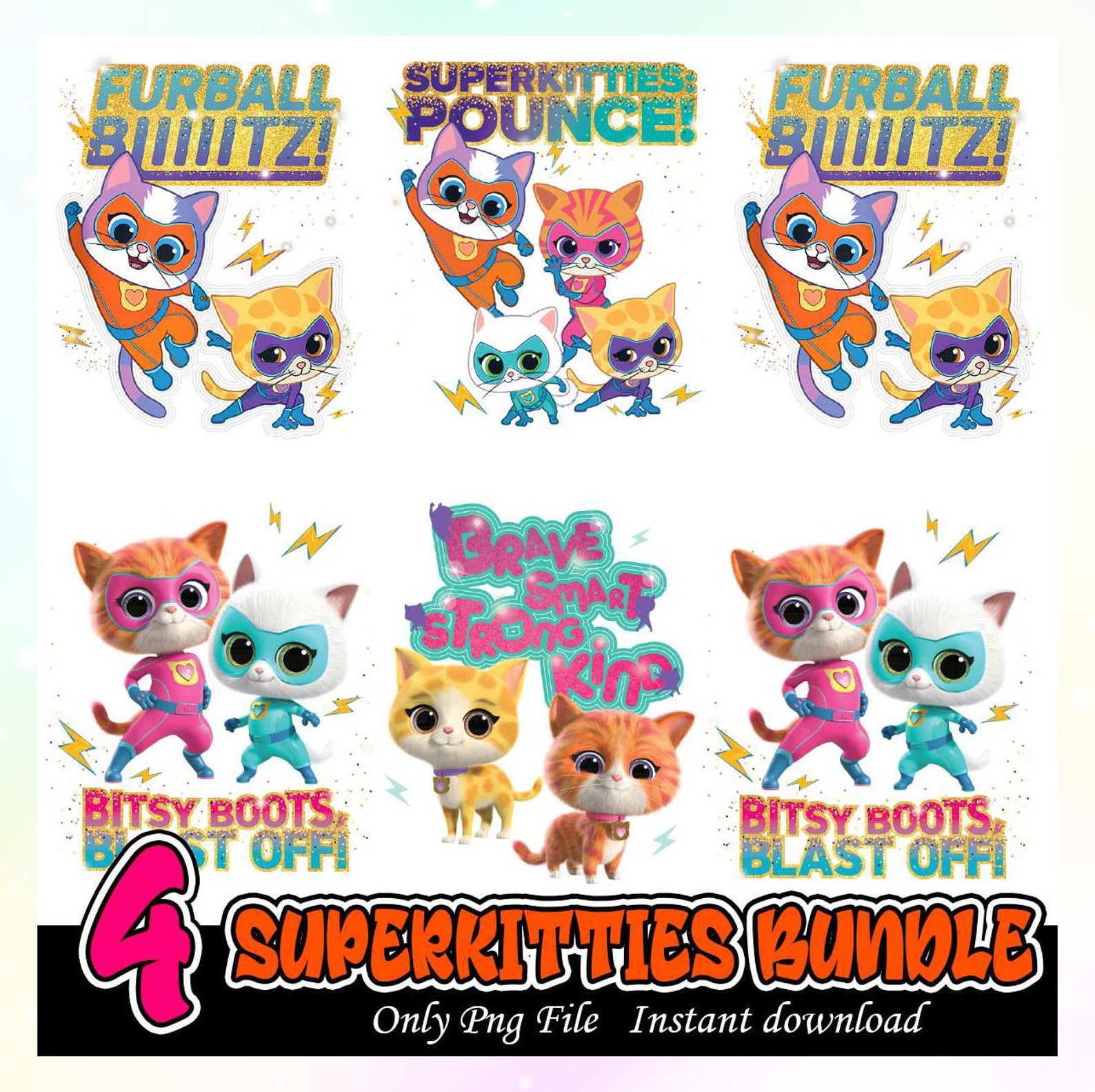 Superkitties Pounce PNG Bundle, Superkitties Png, Super Cat Designs ...