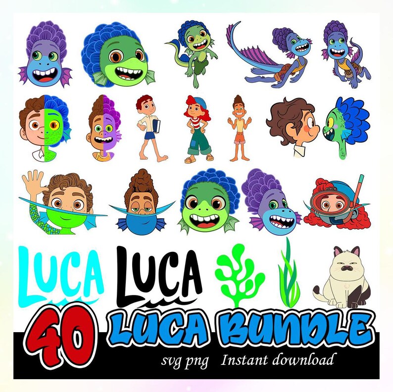Luca SVG, Luca PNG, Luca Clipart Bundle, Luca Cricut Shirt, Luca Cake ...