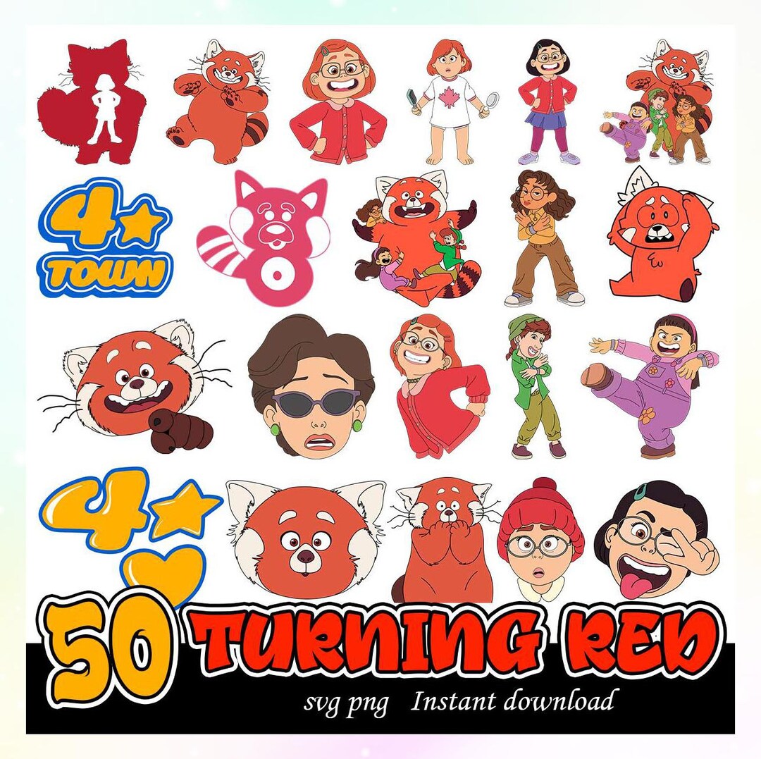 Turning Red Clipart Svg PNG, Turning Red Cake Topper, Birthday Party ...